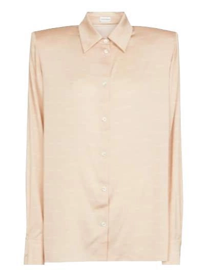 Magda Butrym Stretch-silk Logo Print Shirt - Nude