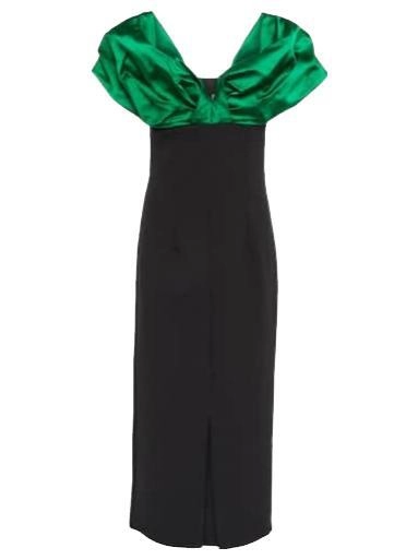 SAFIYAA LONDON Diane Satin-trimmed Midi Dress - Black