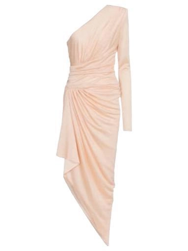 Alexandre Vauthier Asymmetrical Draped Midi Dress - Nude