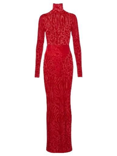 Alex Perry Printed Turtleneck Jersey Maxi Dress - Red