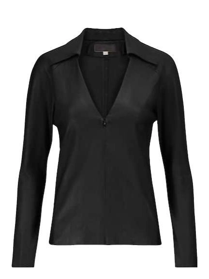 Stouls Pepper Leather Top With Sheer Sleeves - Black