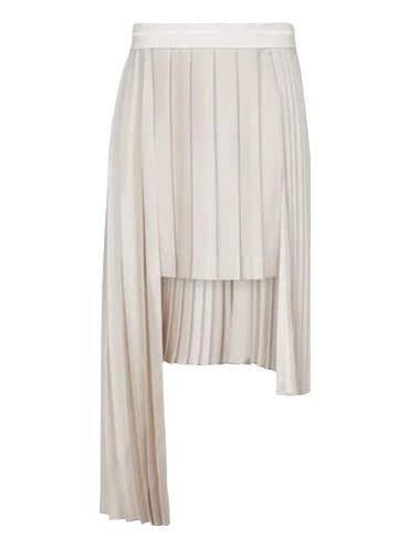 PETER DO Pleated Asymmetric Midi Skirt - White