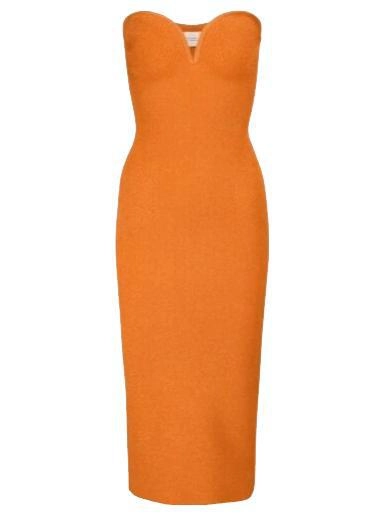 Galvan Thalia Ribbed Knit Midi Dress - Orange