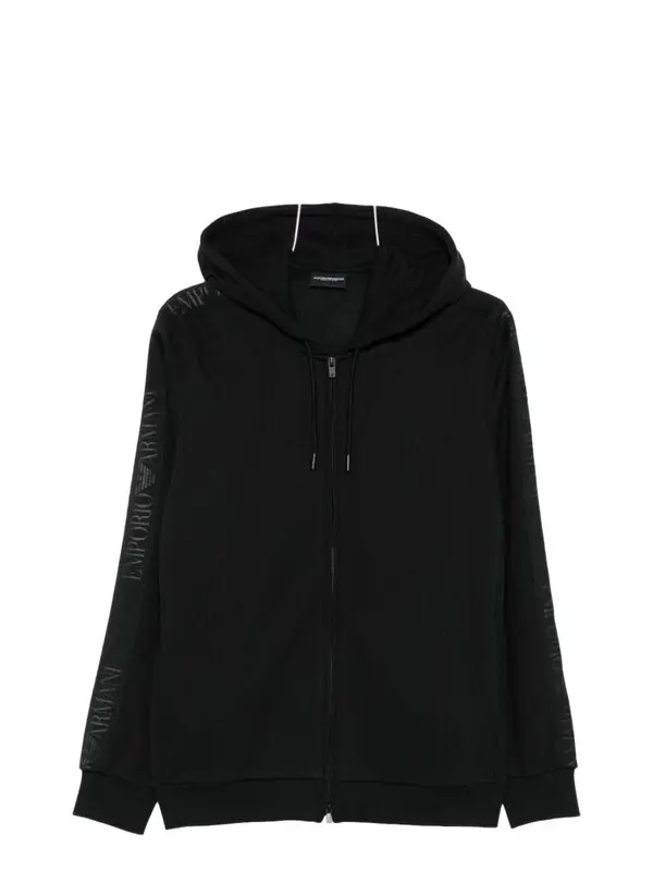 Emporio Armani Logo Tape Zip-up Hoodie - Black