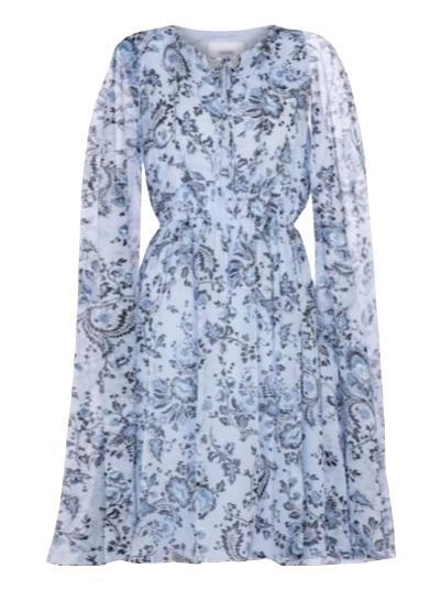 Erdem Austin Printed Silk Cape Sleeve Minidress - Blue