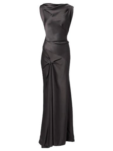 Victoria Beckham Posy Draped Crepe Satin Gown - Black