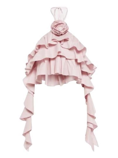 Blumarine Ruffled Halterneck Crop Top - Pink