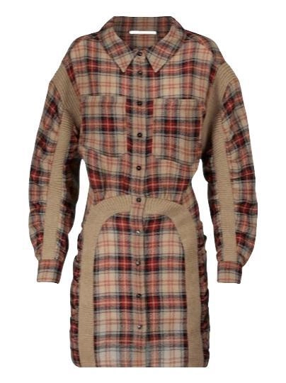 Stella McCartney Checked Wool Shirt Minidress - Brown