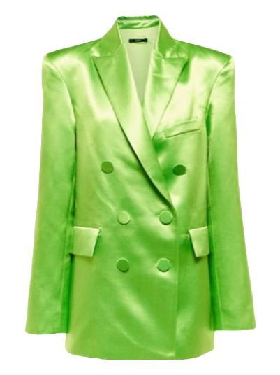 Alex Perry Carlton Cotton And Silk Satin Blazer - Green