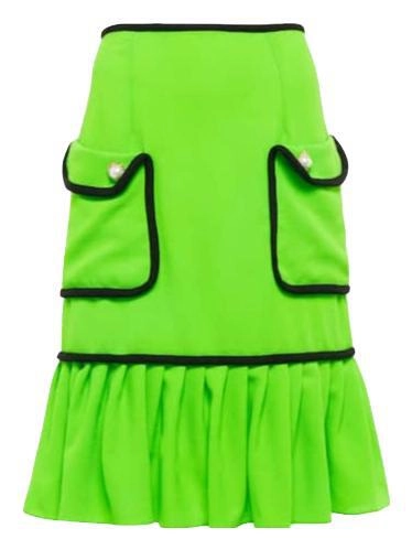 RODARTE Embellished Wool Midi Skirt - Green