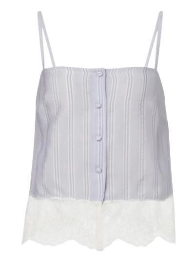 FRAME Lace-trimmed Striped Silk Camisole - White
