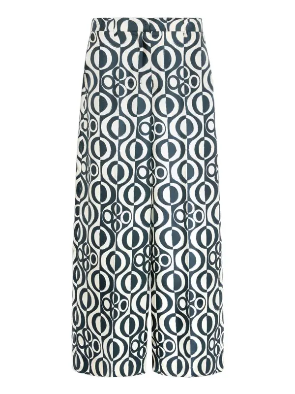 Max Mara Printed High-rise Casual Pants - Navy Blue