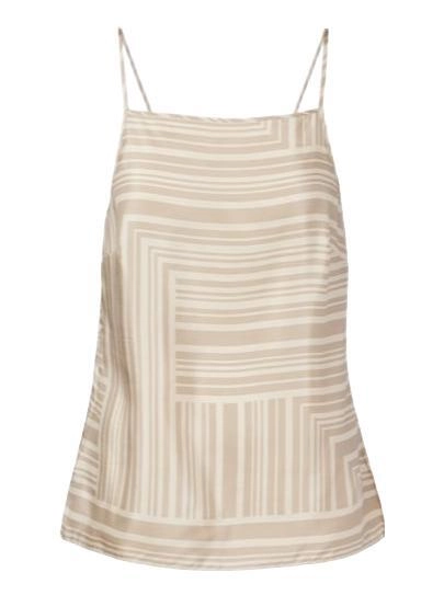 JOSEPH Printed Silk Top - Nude