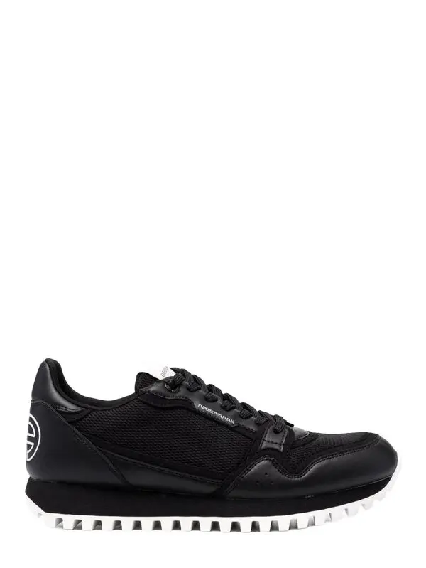 Emporio Armani Low-top Lace-up Sneakers With Logo Detailing - Black