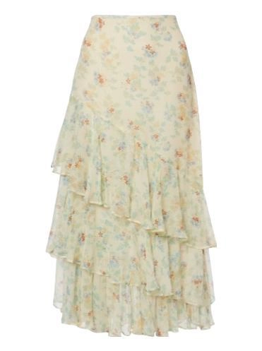 Ulla Johnson Meadow Floral Silk Chiffon Midi Skirt - Nude