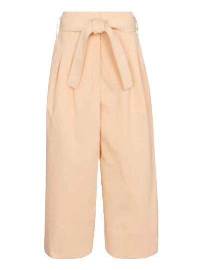 JIL SANDER Belted Cotton Wide-leg Cropped Pants - Nude