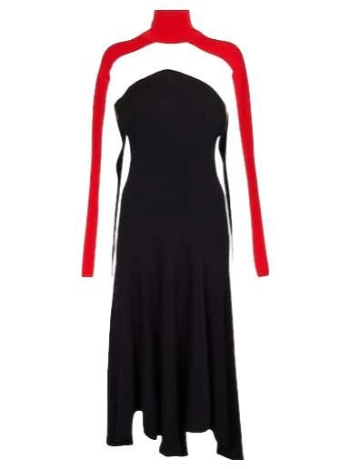 JIL SANDER Striped Ribbed-knit Midi Dress - Black