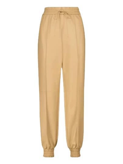 JIL SANDER Leather Pants With Ankle Zipper And Drawstring Waist - Nude