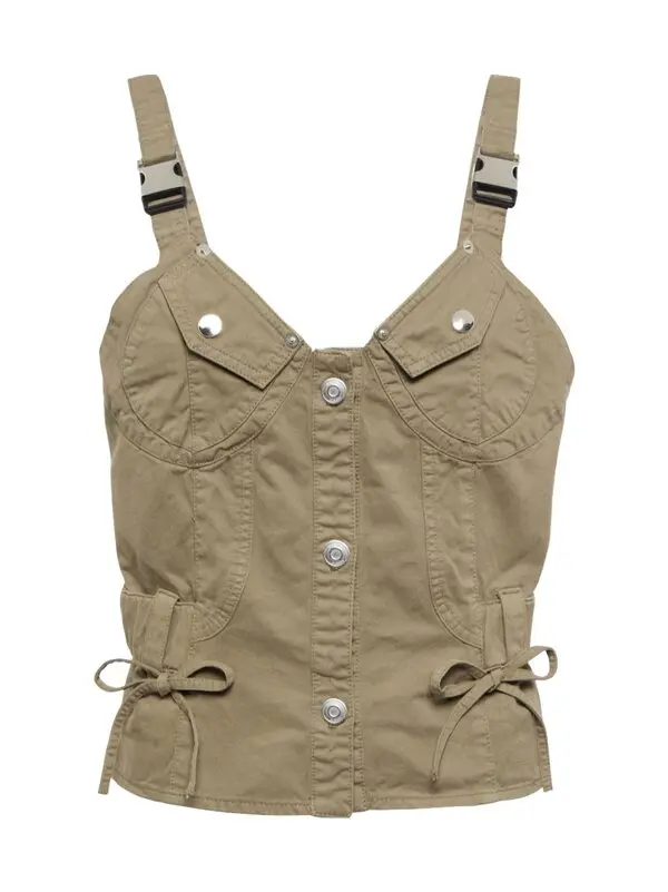 Coperni Corset Top With Tie Detail - Brown