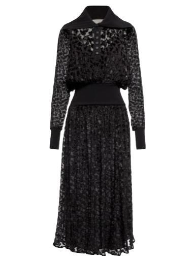 Tory Burch Velvet Devoré Midi Dress - Black