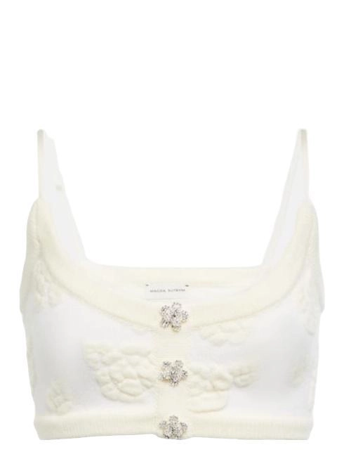 Magda Butrym Embroidered Wool-blend Crop Top - Nude
