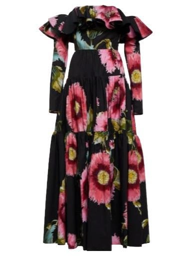 Giambattista Valli Off-shoulder Floral Cotton Maxi Dress - Black