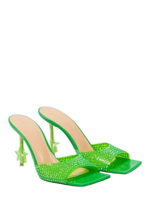 MACHMACH Star Crystal-embellished Pvc Mules - Green