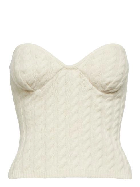 Magda Butrym Cable-knit Off-the-shoulder Tube Top - White