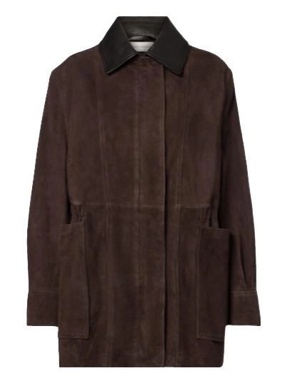Nour Hammour Grange Suede Jacket With Leather Trim - Black