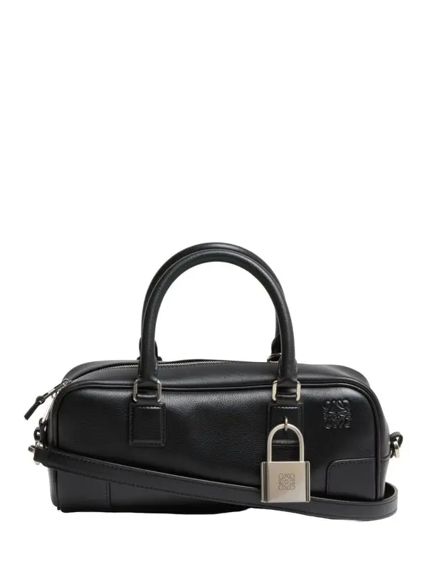 Loewe Shiny Calfskin Cropped Bag With Anagram Medallion - Black