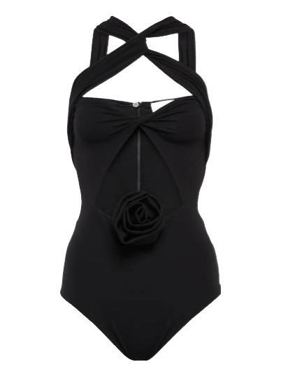 Magda Butrym Cutout Bodysuit With Floral Appliqu - Black
