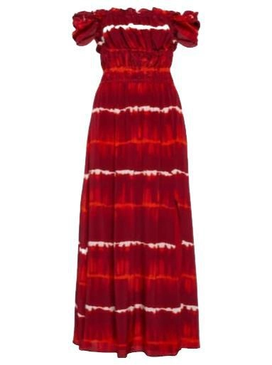 Altuzarra Printed Off-shoulder Silk Midi Dress - Red