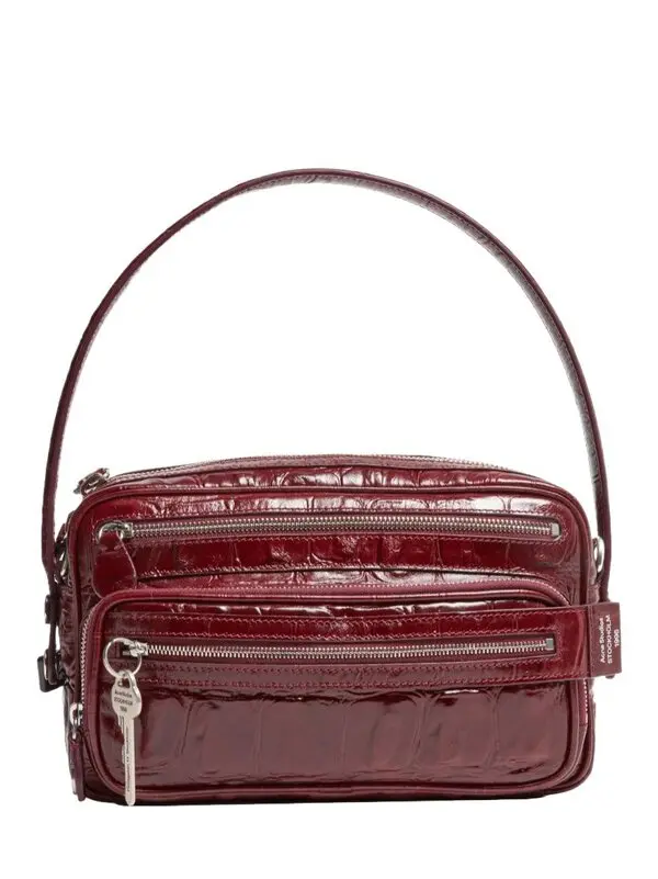 Acne Studios Crocodile Embossed Leather Shoulder Bag - Red