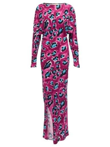 Marni Printed Maxi Dress With Slits And Long Sleeves - Pink