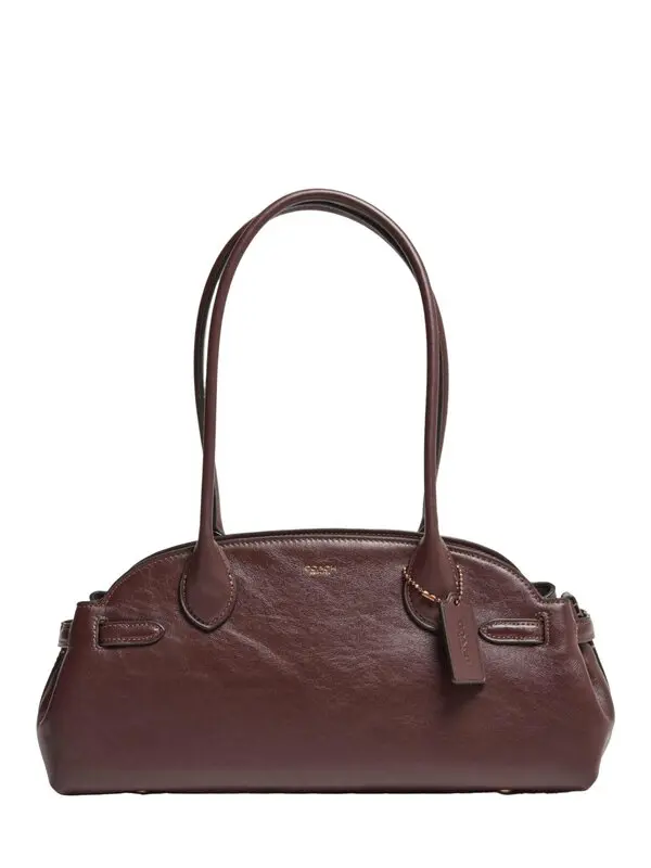 COACH Empire Carryall 34 Glazed Leather Shoulder Bag - Red