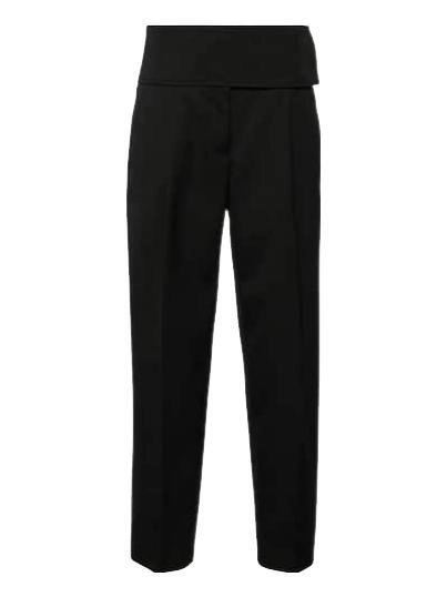 JIL SANDER High-waisted Wide-leg Wool Trousers - Black