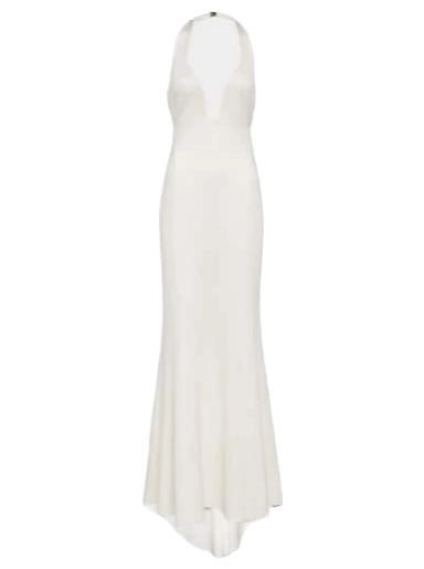 Galvan Halterneck Evening Gown - White