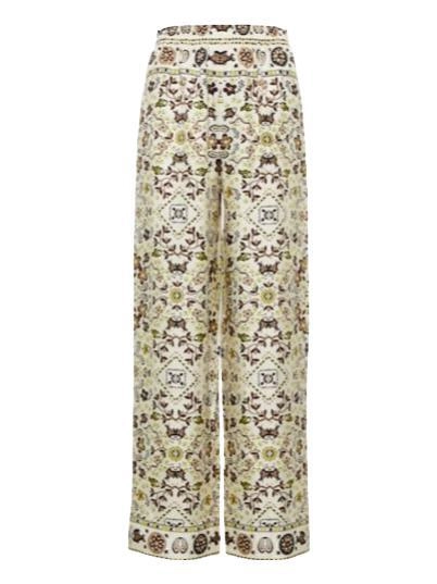 Tory Burch Printed Silk Wide-leg Pants - Nude