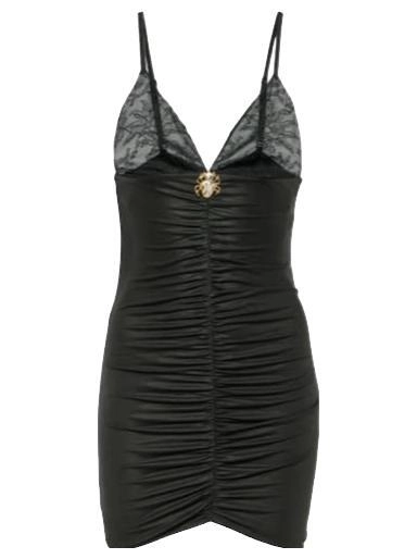 Alessandra Rich Ruched Lace Mini Dress - Black