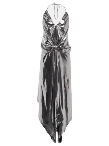 Alexandre Vauthier Halterneck Metallic Midi Dress - Black