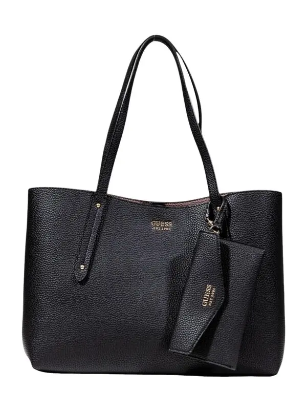Guess Tote Bag With Letter Logo Detail - Black