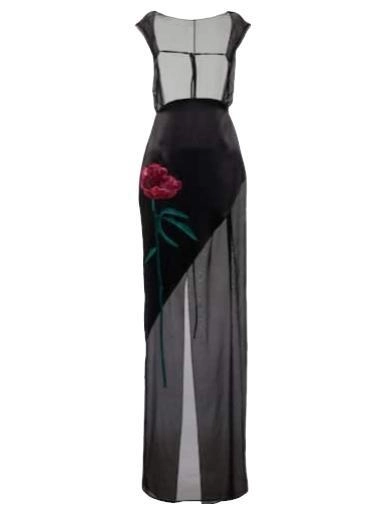 PETER DO Embroidered Silk Maxi Dress - Black
