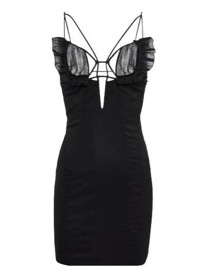 NENSI DOJAKA Frill-trimmed Minidress - Black