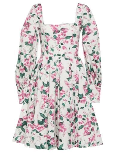 EMILIA WICKSTEAD Yasmina Floral Square Neck Mini Dress - White