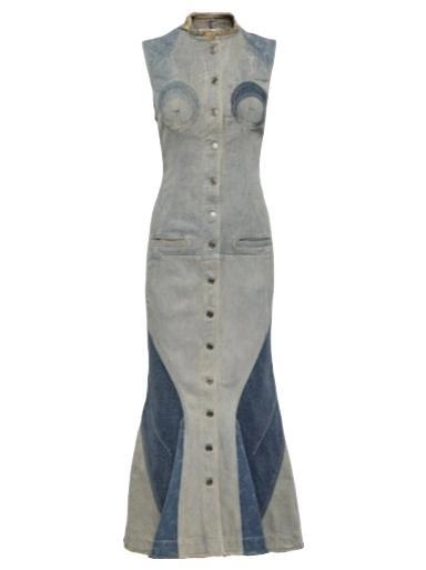 MARINE SERRE All Over Moon Denim Maxi Dress - Gray