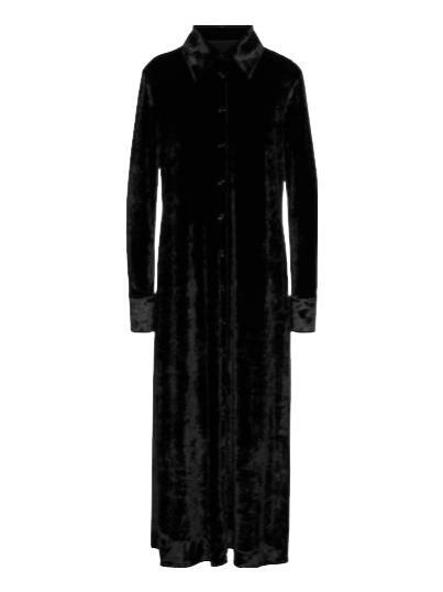 JIL SANDER Velvet Shirt Dress - Black