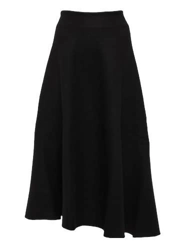 JIL SANDER Virgin Wool Midi Skirt - Black