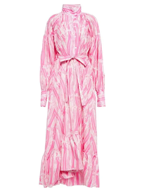 PATOU Printed Maxi Dress With Belt - Pink