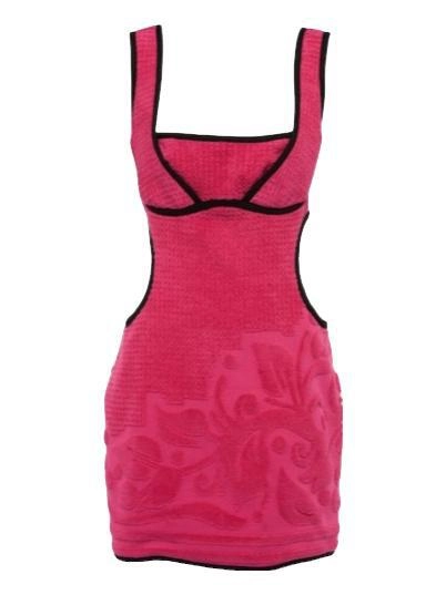 MARINE SERRE Jacquard Cutout Cotton Minidress - Pink