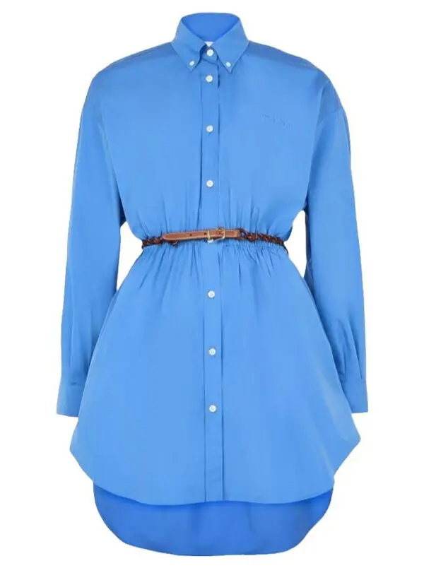 Miu Miu Bi-color Cord Midi Shirt Dress - Blue